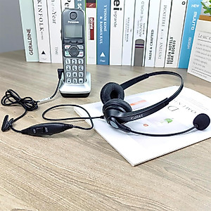 Callez Phone Headset with Noise Cancelling Microphone and Volume Control, Office 2.5mm Telephone Headsets Compatible with Panasonic AT&T ML17929 Vtech Uniden Cisco Grandstream Cordless Phones