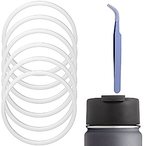 Ullnosoo Gasket Replacement for Hydro Flask Wide Mouth Flip Lid Cap, 6 PCS Silicone O Ring Leak Proof Seal for Hydroflask 2 inch with Tweezers, Easy to Install