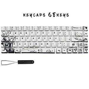 MOLGRIA Keycaps 71 Set Ink Panda for 71 64 61 Keys Keyboard, Custom PBT OEM Profile Key Caps with Keycap Puller for Cherry MX Gateron Khail Switches 60 Percent Gaming Keyboard