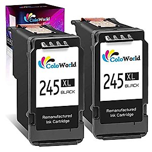 ColoWorld Remanufactured Ink Cartridge Replacement for Canon 245 PG-245XL 245XL for Pixma MX492 MX490 TR4520 MG2522 MG2922 MG2520 MG2920 MG3022 MG2420 iP2820 TS202 TS3122 MG3029 Printer (2 Black)