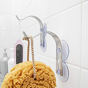 Spiral - 2-Pack Suction Cup Stainless Steel Hanger - Strong Heavy Duty for Garden, Kitchen and Bathroom, Hanging Bird Feeders, Plants, Wind Chimes, Wreath, Towel, Bathrobe and Loofah