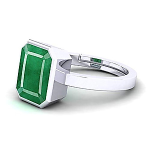 LMDPRAJAPATIS 5.50 Carat Original Emeald Panna 925 Silver Ring/Emeald Square Cut Gemstone ring