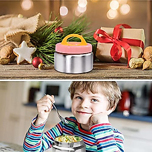 CocoMeiwei Thermo for Hot Food Kids, Insulated Container for Cold Drinks 8 oz, Stainless Steel Wide Mouth Lunch Soup Thermo for School With Silicone Bendable Spoon, Vacuum Leak-Proof Food Jar