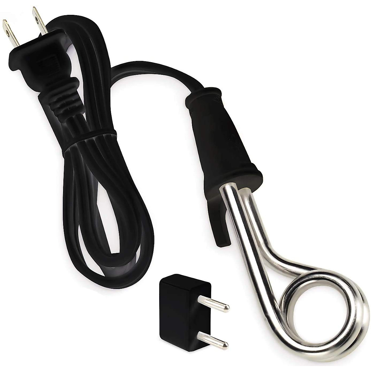 Lewis N. Clark Portable Immersion Water Heater, Electric Kettle Alternative for Coffee, Tea + Hot Chocolate, Camping, Travel + Office w/Travel Adapter, Black