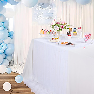 White Tulle Fabric 4 Yards Pearl Beaded Tulle by The Yard for DIY Wedding Dress Half Skirt Party Tablecloth Decor