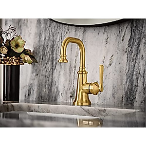 Moen S44101BG Colinet One-Handle Single Hole Traditional Bathroom Sink Faucet, Brushed Gold