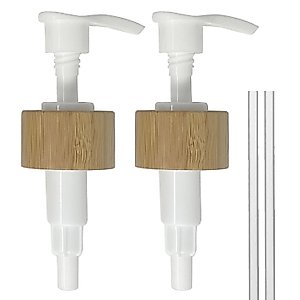 Plastic Bamboo Wood Treatment Soap and Lotion Pump (Pack of 2) (White, 28/400)