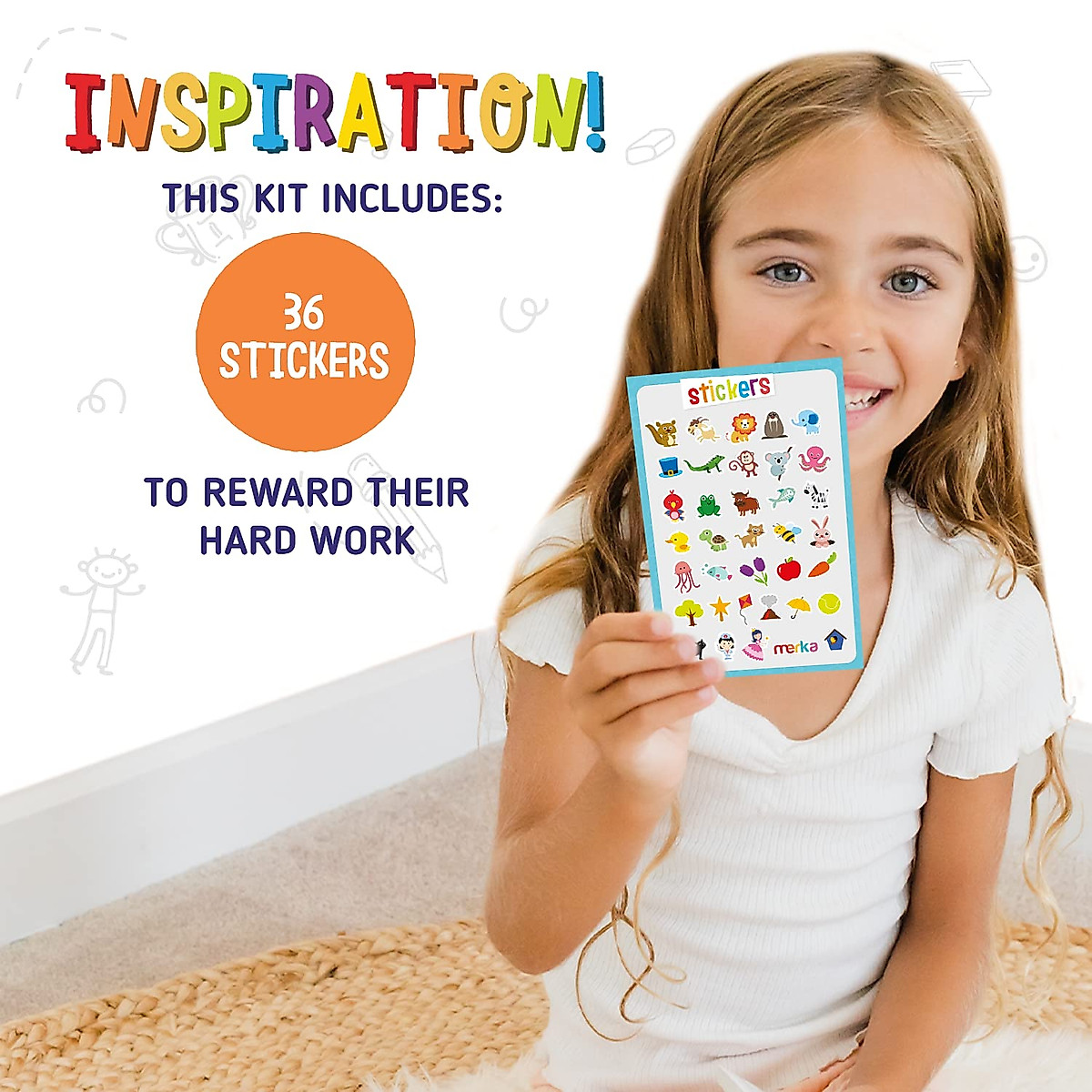 merka Toddler Flash Cards ABC Flash Cards Toddler Learning Flash Cards Preschool Homeschool Curriculum Kit Practice Book Sticker Set and Posters Learning Letters Numbers Shapes and Colors