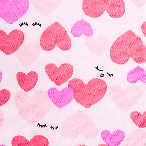 Lamaze Baby Girls' Super Combed Natural Cotton Sleep n Play,Zipper Closure Footed Sleepwear, 2 Pk, Pink and White Letters, 3 Months