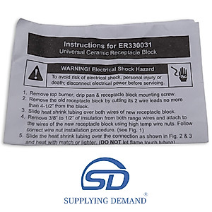 Supplying Demand 330031 5303935058 4 Pack Electric Range Top Burner Receptacle and Wire Replacement Kit