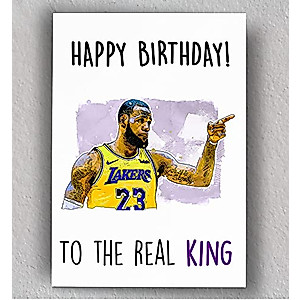Happy Birthday to a Real King | Basketball | Birthday Card | Basketball Fan Card | GOAT | Art Print Blank Card