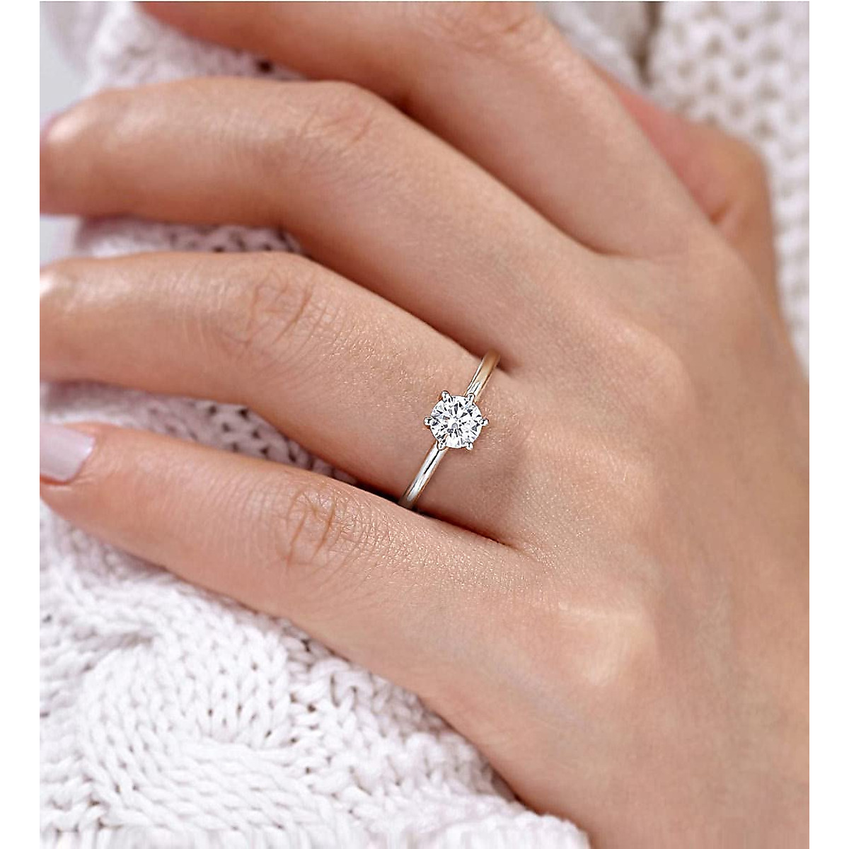 TIGRADE 1.5mm Eternity Ring Round Cut Cubic Zirconia Anniversary Ring Minimalist High Polished Promise Ring for Women Size 3-11, Silver, Size 6