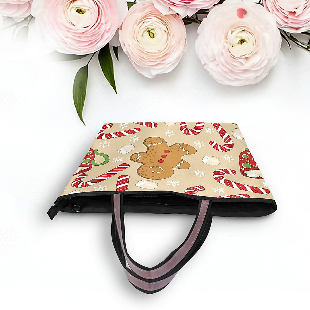 KFBE Christmas Gingerbread Women Tote Bags Snowflake Top Handle Satchel Handbags Purse Shoulder Bag for Shopping M 2080395