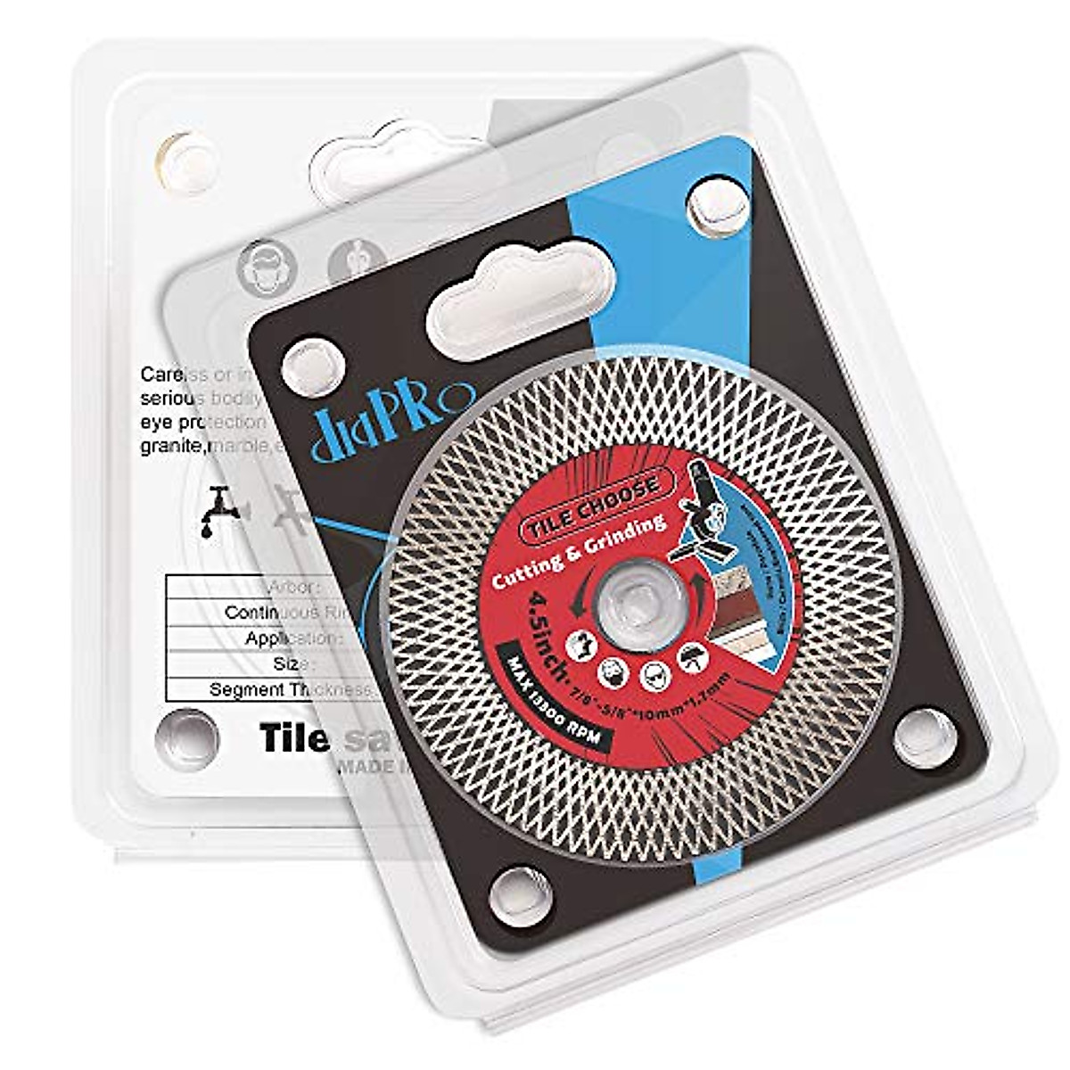 Diapro 2 Pack-4.5" Tile Blade Diamond Porcelain Blade for Cutting and Grinding Porcelain Tile Granite Marble (4.5", 2)