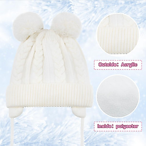 Duoyeree Baby Beanie with Pom-pom Ears Newborn Earflap Hat for Toddler Boys Girls