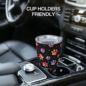 CHASOEA Colorful Paw Tumbler 20oz Dog Paws Stainless Steel Insulated Tumblers with Lid and Straw Animal Travel Coffee Mug Tea Wine Cups Water Bottle Gifts for Women Dog Lovers