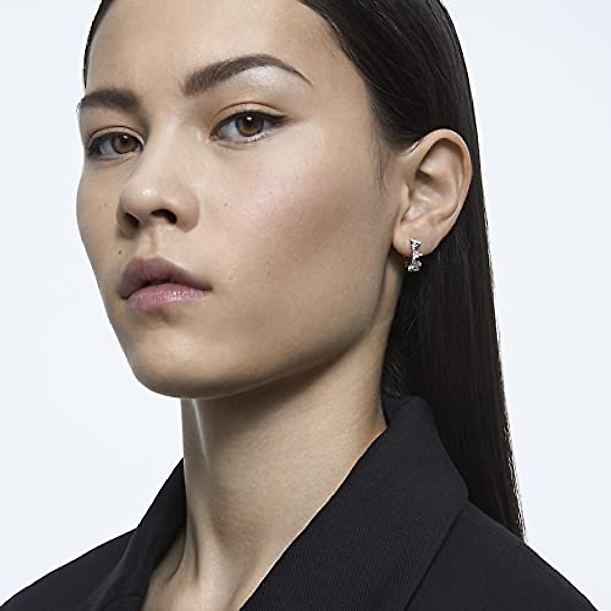 SWAROVSKI Matrix Small Hoop Earrings, Clear Triangle-Cut Crystals in a Rhodium Finish Setting, Part of the Swarovski Matrix Collection