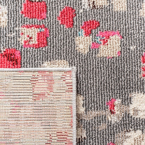SAFAVIEH Madison Collection Area Rug - 10' x 14', Grey & Red, Boho Abstract Distressed Design, Non-Shedding & Easy Care, Ideal for High Traffic Areas in Living Room, Bedroom (MAD425R)
