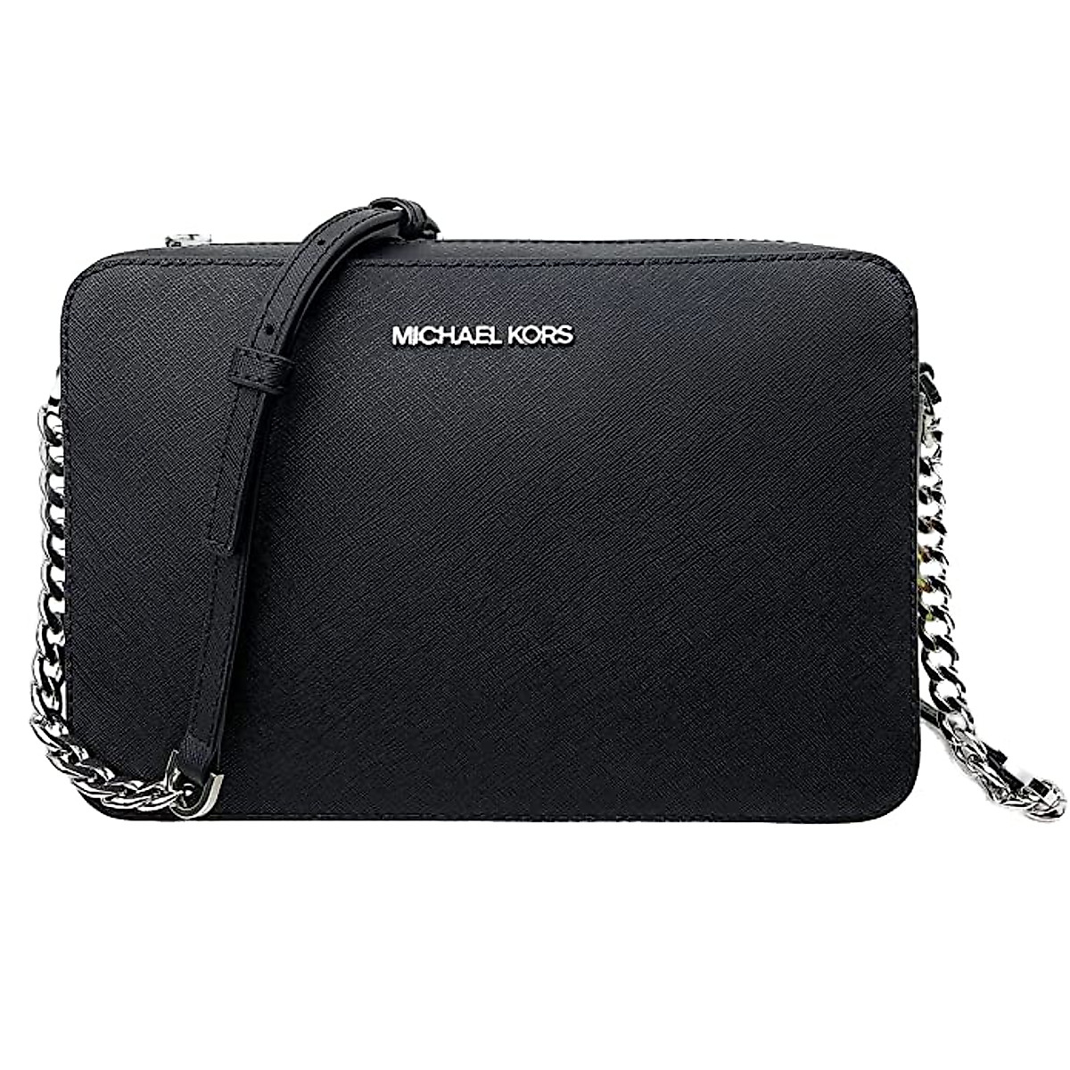 Michael Kors Women's Jet Set Item Crossbody Bag in Black with Silver hardware (Black/Silver)