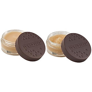 Burt’s Bees Conditioning Lip Scrub and Overnight Intensive Lip Treatment, With Ceramides, Exfoliates and Hydrates Lips 8 Hours, Natural Origin, 2 Jars, 0.25 oz
