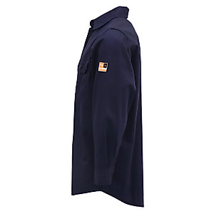 KONRECO FR Shirts for Men Long Sleeve Button Down Flame Resistant HRC2 Men's Welding Shirts Navy- Size XL