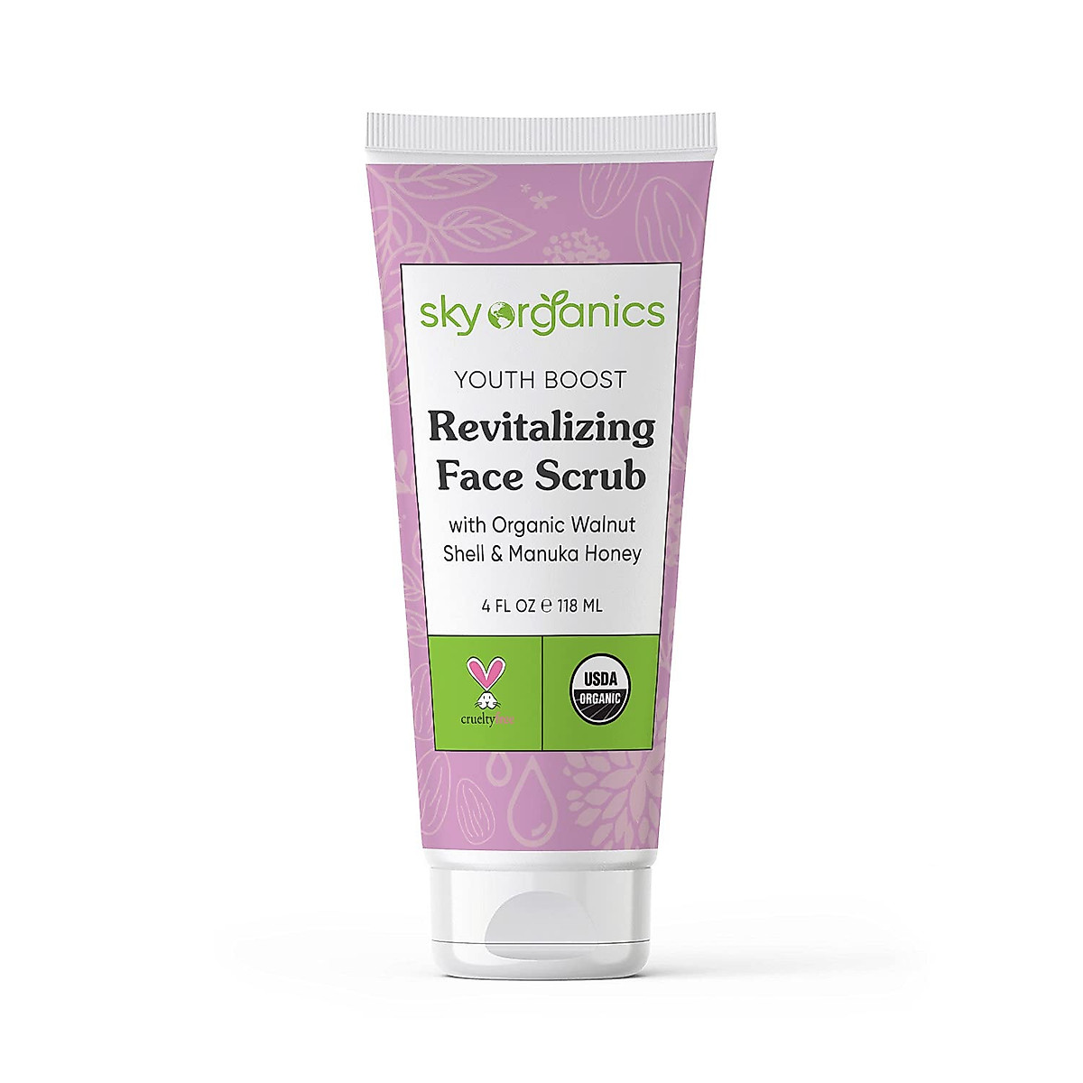 Sky Organics Youth Boost Revitalizing Face Scrub for Face USDA Certified Organic to Exfoliate, Soften & Smooth, 4 fl. Oz