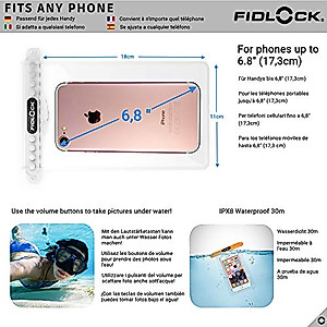 FIDLOCK Hermetic Dry Bag Medi - Flexible Magnetic Self-Sealing Bag for Cellphone | 100% Waterproof and Sand Proof - Practical Size with a Large Opening, with Lanyard included - Transparent