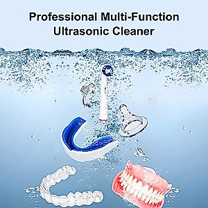 Ultrasonic U-V Cleaner for Dentures, Retainer, Mouth Guard, Aligner, Whitening Trays, Toothbrush Head, 45kHz Ultrasonic Jewelry Cleaner, 200ML Ultrasonic Retainer Cleaner Machine at-Home or Travel Use