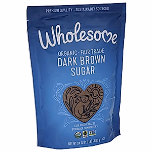 Wholesome Sweeteners 24-Ounce Organic Dark Brown Sugar, Fair Trade, Non GMO, Gluten Free & Vegan, Sugar for Baking and Glazing, 1 Pack