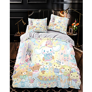 EIANLAI 3 Piece Anime Bedding Set 3D Printed Cartoon Soft Duvet Cover Set for Bedroom (1 Duvet Cover & 2 Pillowcases)-Twin