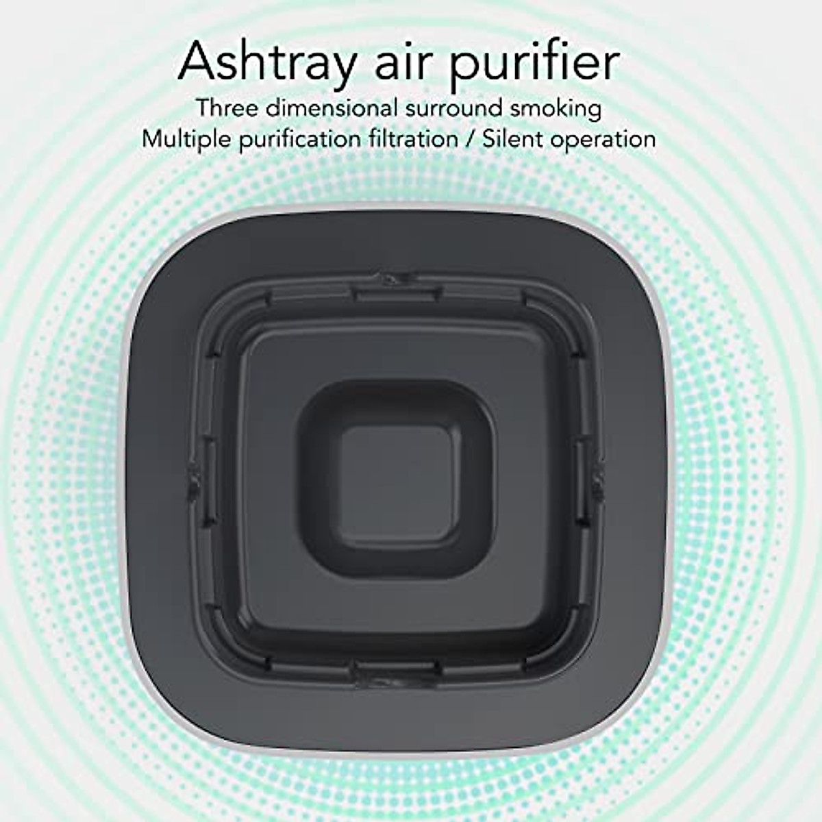 Negative Ion Air Fresher, Smokeless Ashtray One Button Operation Air Suction Structure Portable for Family (Grey)