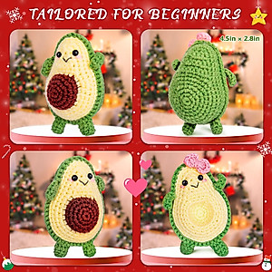 Crochetta Crochet Kit for Beginners, Beginner Crochet Starter Kit with Step-by-Step Video Tutorials, Learn to Crochet Kits for Adults Kids, DIY Knitting Supplies, Avocado Couple (40%+ Yarn)