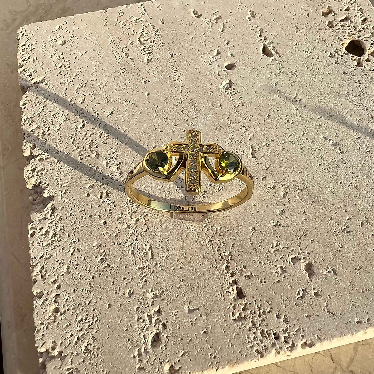 EBAT Mothers Day Ring With 2 Birthstones Mother Daughter Christian Jewelry Cross Rings for Women Birthstone Ring Heart Promise Personalized Engraved Custom Name Sterling Silver Best Friends (1)