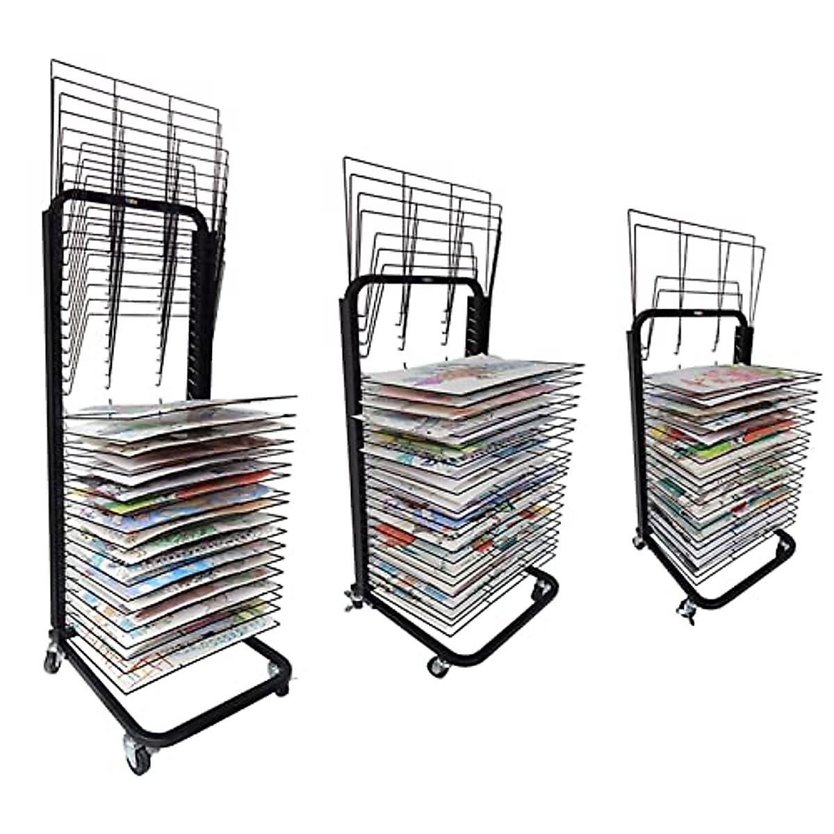 Wire Art Drying Rack Flexible Shelves Mobile Cart A3 Paper Painting Drying Shelf Children's Artwork Canvas Storage Art Rack with Wheels, Ideal for Classroom, Art Studio and Home Use (Size : 35 Layer