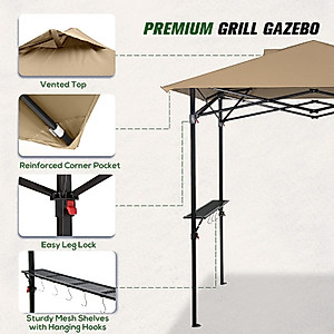 COOS BAY 8x5 Pop up Grill Gazebo with LED Globe String Lights