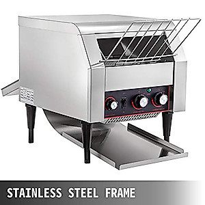 VEVOR 300 Slices/Hour Commercial Conveyor Toaster,2200W Stainless Steel Heavy Duty Industrial Toasters w/ Double Heating Tubes,Countertop Electric Restaurant Equipment for Bun Bagel Bread Baked Food