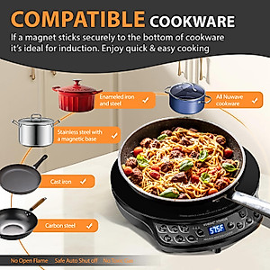 Nuwave Induction Cooktop, Improved Hot Plate with Digital Probe , 106 Temps 100°F-575°F, 3 Watt Settings, Portable Induction Burners for Cooking