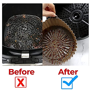 Dr.KYS Silicone Air Fryers Liners, Set Of 2, 8 Inch UPGRADED Eco-Friendly & Reusable Air Fryer Liners, Durable Heat Resistant, Easily Cleaning Silicone Air Fryer Basket