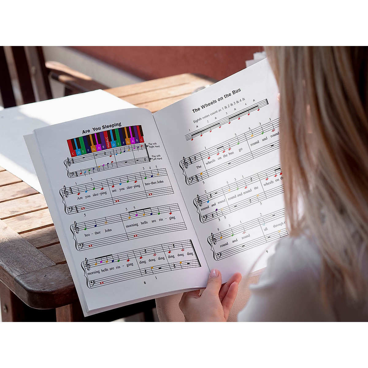 Beginner Piano Book for Kids, Piano Keyboard Stickers, 50 Amazing & Popular Songs, Color Piano Key Stickers for 88/76/61/54/49/37 Key Keyboards, Transparent and Removable