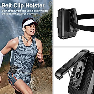 VEGO for Samsung Galaxy Z Flip 4 Case with Slide Camera Cover, Hinge Protection Case with 360°Ring Magnetic Kickstand & Belt Clip Holster Heavy Duty Protective Armor Case for Galaxy Z Flip 4 - Black