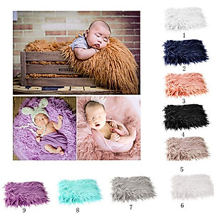 TOYANDONA Baby Newborn Photo Props Wraps DIY Blanket Infant Outfits Soft Faux Fur Photography Backdrops Mat for Baby Boys and Girls(Beige)