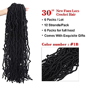 Soft Locs 24 Inch Faux Locs Crochet Hair 6 Packs Pre looped New Crochet Locs Hair Nature Color(24Inch, #1B,)