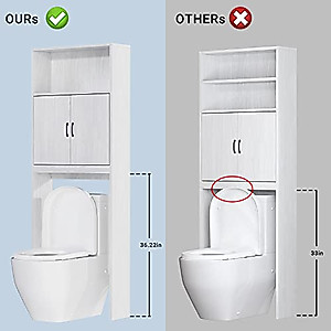 ODIKA Over The Toilet Storage Cabinet, Bathroom Shelves Over Toilet, Bathroom Storage Cabinet Organizer, Light Grey Wood Grain