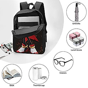 ONBJKPLG Sha-dow The Hedg-ehog Fashion Kids Backpack 3D Printed Laptop Backpack 17 Inch Large Capacity Travel Bag Sports Bag