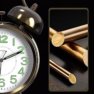 Analog Alarm Clock Alarm Clock, Non Ticking, Silent Bedside Clock with Two Bells Loud Alarm for Heavy Sleepers, Bedside Alarm Clock for Decor and Gifts Kids Alarm Clocks (Color : Brass)