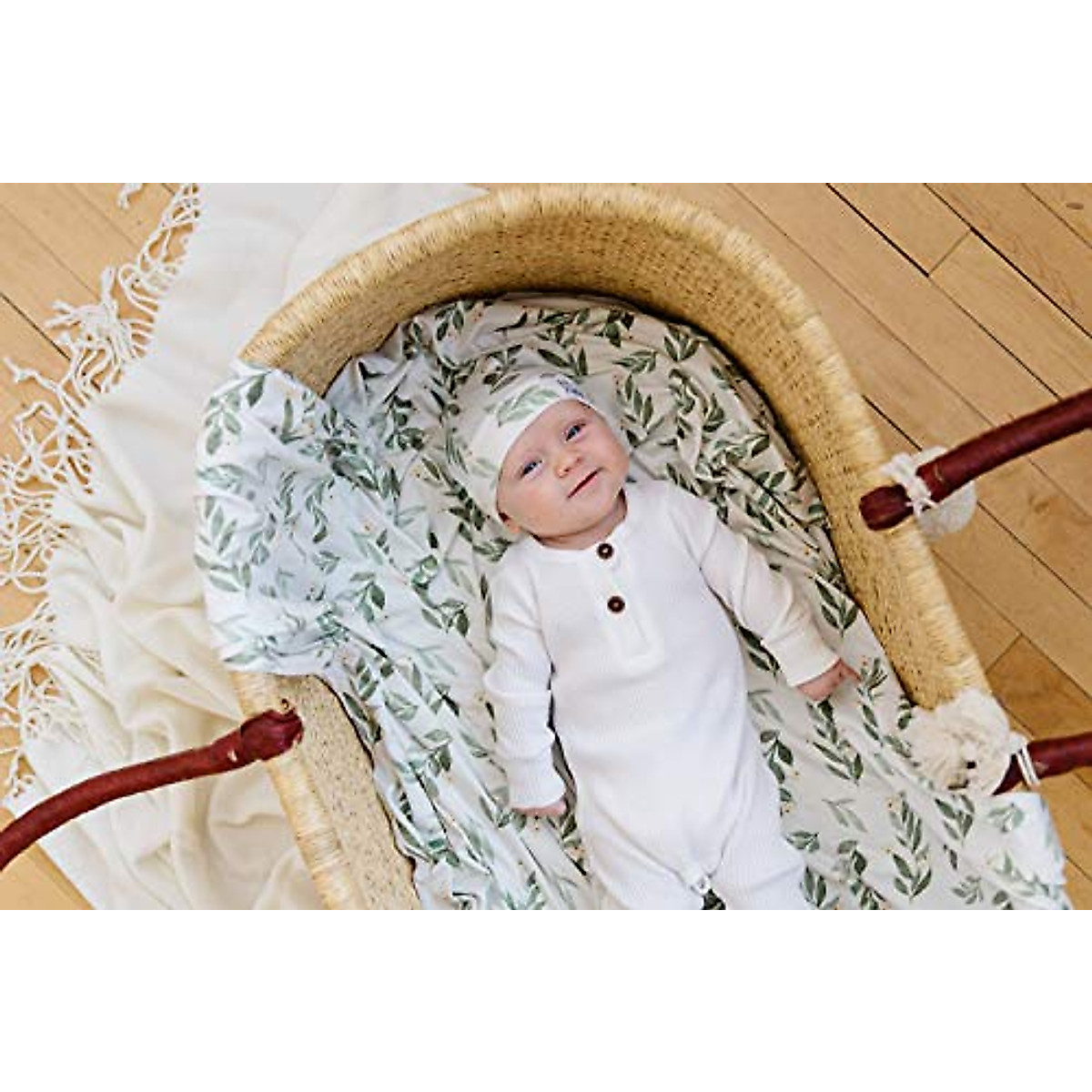 Large Premium Knit Baby Swaddle Receiving Blanket"Fern" by Copper Pearl