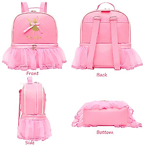 Dorlubel Cute Ballet Dance Backpack Tutu Dress Dance Bag with Key Chain Girls (Pink7 of tutu girl)