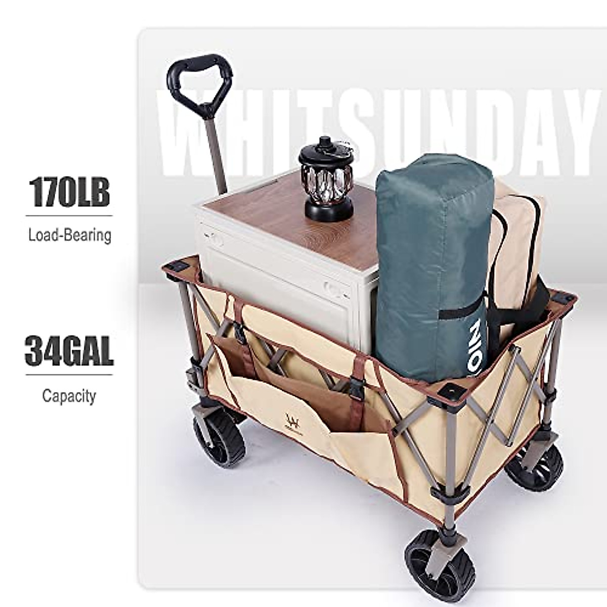Whitsunday Folding Collapsible Utility Camping Park Cart - Heavy Duty Outdoor Park Beach Cart, Grocery Wagon for Camping, Sports, Shopping