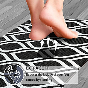 UPHTEH Anti Fatigue Kitchen Mats for Floor 2 Piece Set,17.32 * 28.74 and 17.32 * 46.25,Non Slip Waterproof Kitchen Mats and Rugs,for Kitchen,Home,Office,Sink,Laundry Room (Black)