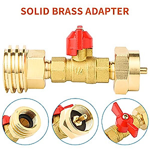 1lb Propane Tank Adapter with Valve, 20lb to 1lb Propane Tank Adapter for 1lb / 16.4oz Disposable Throwaway Cylinder, Convert CGA600 to QCC/Type1 Male Connector